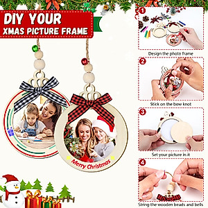 OurWarm 24Pcs Christmas Picture Frame Ornament DIY Wooden Photo Ornaments for Christmas Tree, 2023 Unfinished Personalized Hanging Christmas Ornaments for Xmas Holiday Presents Tree Decorations