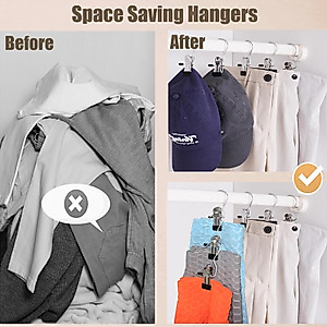 Pant Hangers with Clips, Metal Legging Organizer for Closet, 20 Pack Space Saving Hangers with Clips for Yoga Pants, Closet Organizers and Storage for Skirt/Jean/Hat/Short