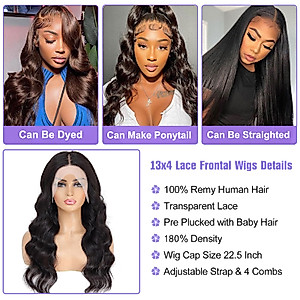 CIUSUM Body Wave Lace Front Wigs Human Hair Pre Plucked 13x4 Frontal Wigs Human Hair Wigs for Women 180% Density Transparent HD Lace Front Wigs Human Hair Pre Plucked with Baby Hair 20 Inch