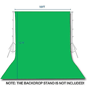 EMART 10 X 12ft Green Screen Backdrop, Chromakey Photo Backdrop Seamless Muslin Cloth Fabric for Recording, Photography Studio, Steaming, Zoom Meeting