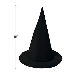 Beistle 2 Count Witch Hat for Halloween, Black Satin Foam-Backed Headwear, Spooky Costume Party Accessories for Cosplay and Trick-or-Treat, One Size