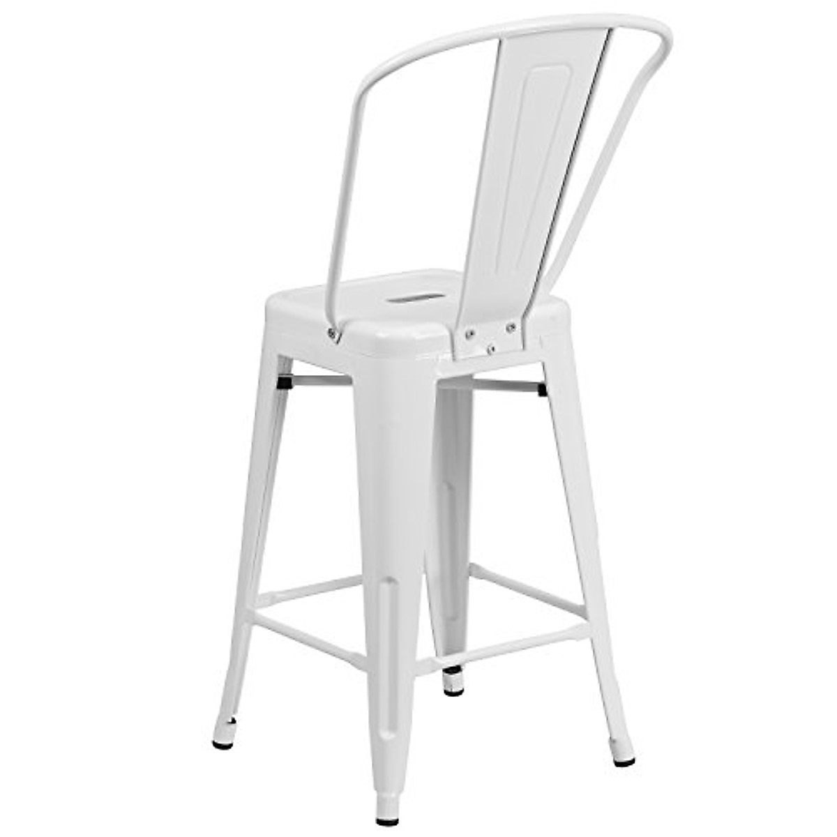 Flash Furniture Commercial Grade 24" High White Metal Indoor-Outdoor Counter Height Stool with Removable Back