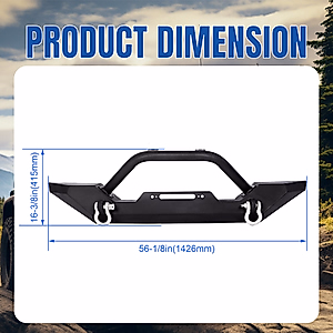 KUAFU Front Winch Bumper Black Compatible with 1986-2006 Jeep Wrangler TJ YJ With D-rings