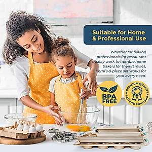 Perlli Baking Pan 10 Piece Set Nonstick Gold Steel Oven Bakeware Kitchen Set with Silicone Handles, Cookie Sheets, Round Cake Pans, 9x13 Pan with Lid, Loaf Pan, Deep Pan, Pizza Crisper, Muffin Pan