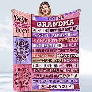 Grandma Gifts Throw Blanket Best Birthday Gifts for Grandma Nana Gifts from Grandchildren Granddaughter Blanket Grandmother (Grandma Gifts, 80"X60")…