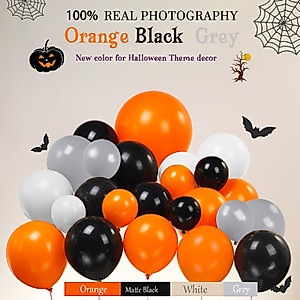 Fall Halloween Balloon Garland Kit 122Pcs Orange Sand White Black Grey with Skull Pumpkin monster Star mylar foil Balloons Arch Party Decoration for Birthday Party and Baby Shower