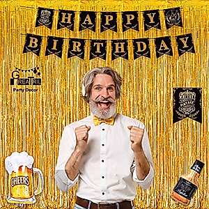 Gold Fringe Curtain Tinsel Backdrop - GREATRIL Foil Fringe Curtain Party Decor Streamers for Birthday Christmas New Year Graduation Theme Party Decorations Pack of 2