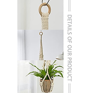 WXS-CHALL 5 Pack Macrame Plant Hangers Hanging Planter, Cotton Rope Hanging Plant Holders Decorative Flower Pots Indoor Outdoor Boho Home Decor (5 Size and 10 Hooks)