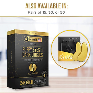 DERMORA 24K Gold Eye Mask Puffy Eyes and Dark Circles Treatments Look Less Tired