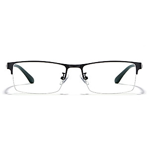 Cyxus Blue Light Blocking Computer Glasses for Men Semi Rim Glasses Crystal Lens UV Blocking Gaming Eyeglasses Black Frame