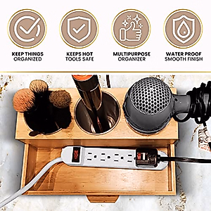 Sol-Eco hot Tools Organizer with Drawer, Hair Tool Organizer for Bathroom, Kitchen and Makeup,Hair Organizer Storage Perfect for Storing Blow Dryer, Straightener and Brush