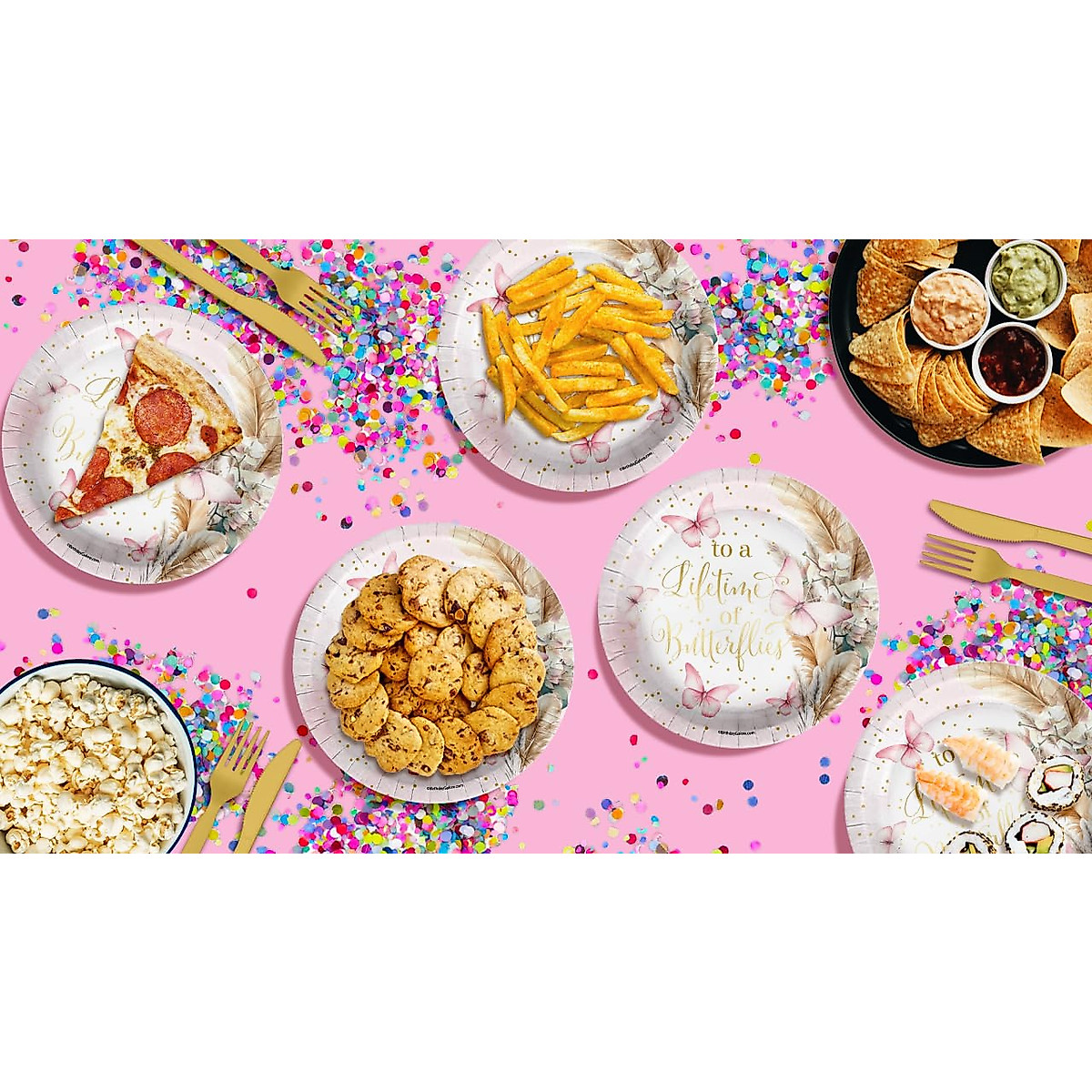 Birthday Galore Butterfly Bridal Shower Party Supplies Large 9" Paper Plates in Bulk 32 Piece