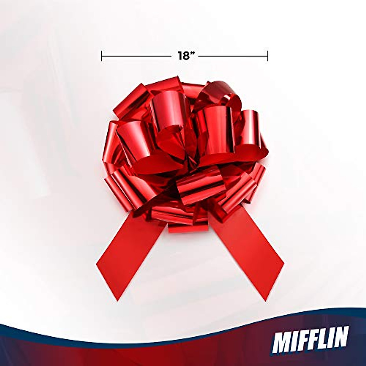 MIFFLIN-USA Big Car Bow (Shiny Red, 18 inch) Gift Bow, Giant Bow for Car, Birthday Bow, Huge Car Bow, Car Bows, Big Red Bow, Bow for Gifts, Christmas Bow for Cars, Gift Wrapping, Big Gift Bow