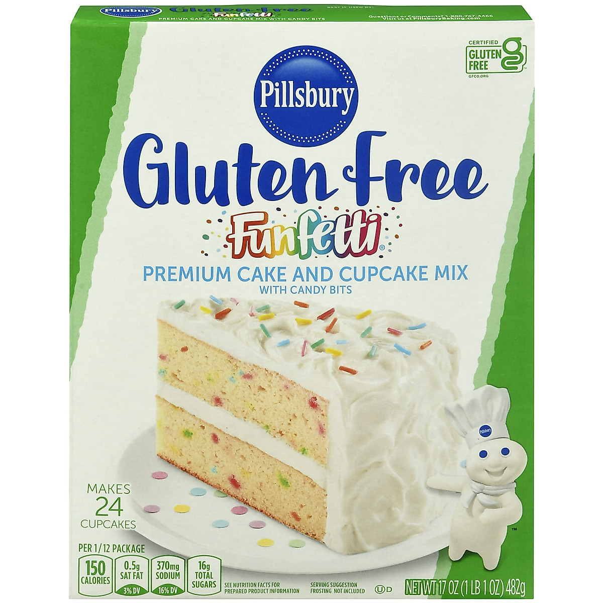 Pillsbury Funfetti Gluten Free Cake and Cupcake Mix with Candy Bits (Pack of 3) with By The Cup Frosting Spreader