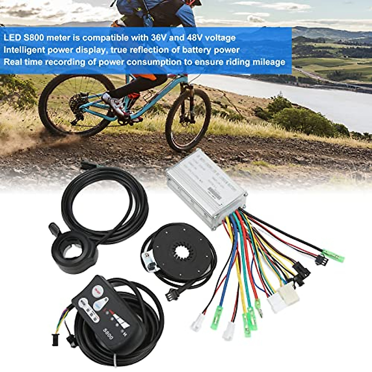 Diydeg Electric Bike Conversion Kit, 36V/48V 250W/350W Brushless Motor Controller LED Panel Kit with Thumb Throttle & Speed Assist Sensor, Waterproof EBike Conversion Kit for Electric Bicycle