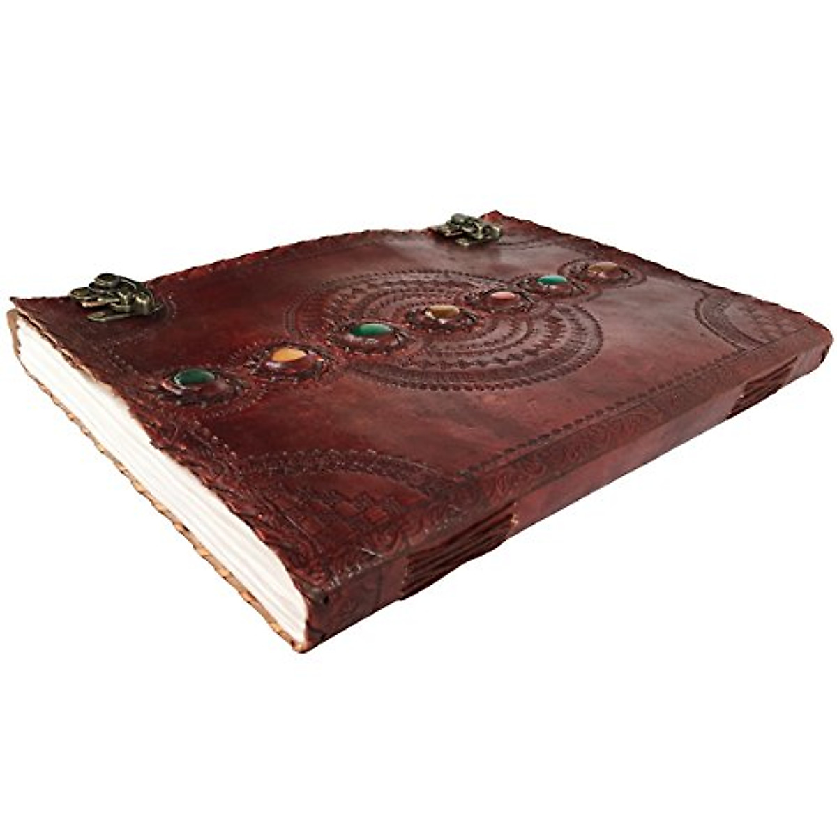 Leather Journal Book Seven Chakra Medieval Stone Embossed Handmade Book of Shadows Notebook Office Diary College Book Poetry Book Sketch Book 10 x 13 Inches