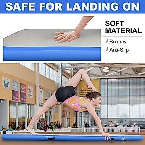 10ft Inflatable Gymnastics Tumbling Mat 4" Thick Air Tumble Track Gymnastics Training Mat with Electric Air Pump for Home Use/Tumble/Gym/Exercise/Training/Cheerleading/Yoga/Parkour/Beach/Park/Water
