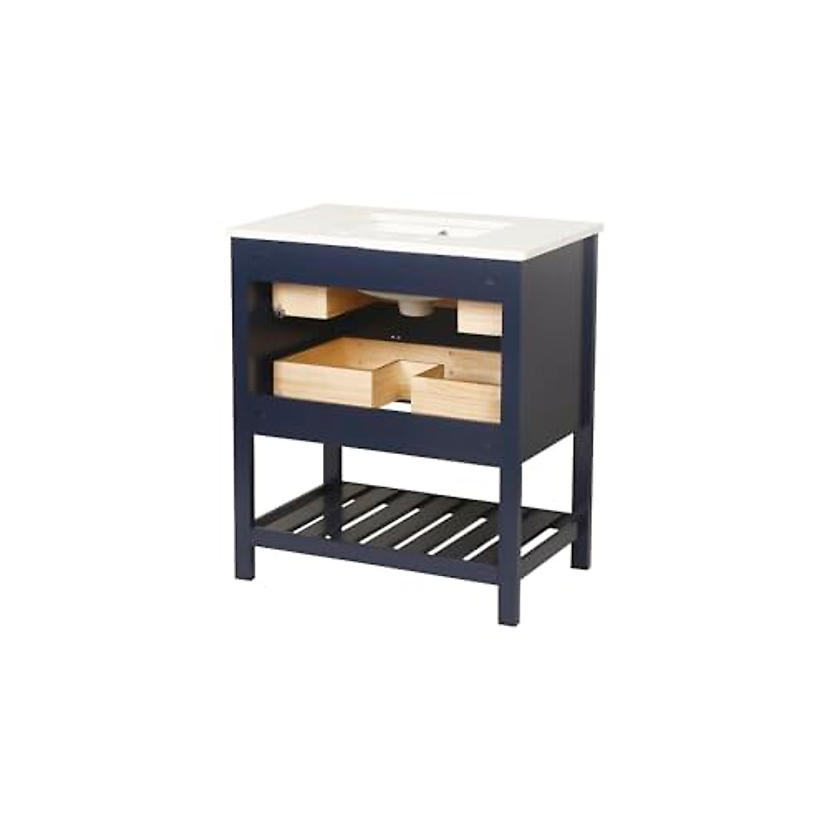 PULLAFUN Vanity Sink Combo Featuring a Marble Countertop, Bathroom Sink Cabinet and Home Decor Bathroom Vanities, Blue, 30 inch Vanity with Sink