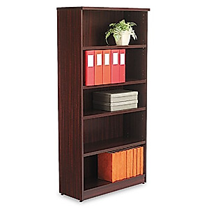 Alera VA636632MY Valencia Bookcase, 5-Shelf, 31-3/4w x 14d x 65h, Mahogany