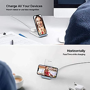 Wireless Charger, 3 in 1 Fast Charging Station, Folding Wireless Charger Stand for iPhone 14,13,12,11/Pro/Max/Mini/Plus, X,XR, XS/Max,SE, 8/Plus,Apple Watch 1-8,Airpods 3/2/Pro with 18W Adapter(White)