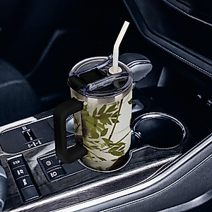 YTLKGFP 40 Oz Large Capacity Car Cup Panda Tumbler with Handle (Black) Straw Lid Insulated Stainless Steel Water Bottle Travel Mug Leak-proof Car Cup Keeps Cold Or Hot