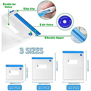 Bourge Chef Reusable Vacuum Seal Bags,Sous Vide Bags Vacuum Sealer,Portable Vacuum Sealer for Food, Vacuum Freezer Bags,Zipper Vacuum Sealer Bags for Food, BPA Free
