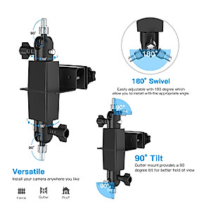 HOLACA 2-in-1 Weatherproof Gutter Mount for Stick Up Cam/Pro Solar Panel, Spotlight Cam Pro Battery and Stick Up Cam Plus Battery Outdoor Mount Accessories for Ring Solar Panel (Black)
