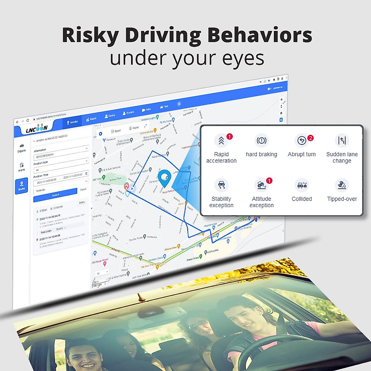 Lncoon GPS Tracker - 4G LTE Real-Time Car Tracking Device, OBD Plug & Play, Long Trip Tracking, Speed Monitoring for Fleet, Car Rental, Multiple Alert