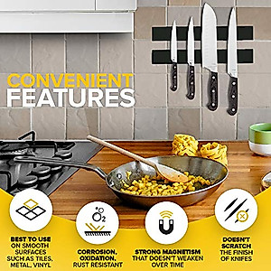 Adhesive Magnetic Strip for Knives Kitchen with Multipurpose Use as Knife Holder, Knife Rack, Knife Magnetic Strip, Knives Bar, Kitchen Utensil Holder, Tool Holder for Garage and Kitchen Organizer