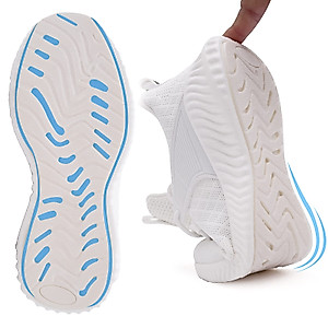 Akk Womens Running Workout Shoes - Non Slip Lightweight Gym Mesh Sneakers for Walking, Tennis, Training, Outdoor Sport White Size 7.5 US