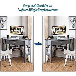 Goplus Corner Desk, Grey