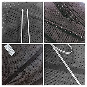 QHTETK Waist Trainer Corset cincher for Women Body Shaper Tummy Control Sports Workout with Adjustable Hooks (Black, Large)