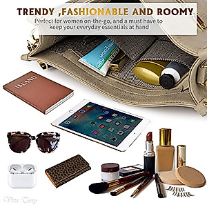 Viva Terry Vegan Leather Crossbody Fashion Shoulder Bag Purse with Adjustable Strap (Light Khaki)
