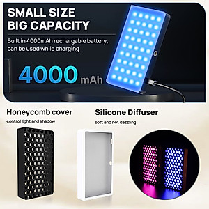 ULANZI PL-01 RGB Video Light, Portable RGB Camera Light with 4000mAh Battery, 360° Color 20 Light Effects, CRI≥95 2500-9000K LED Panel DSLR Photography Lighting for YouTube, Video Conference, Vlogging