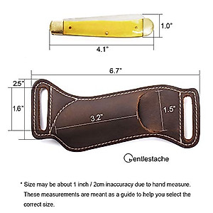 Gentlestache Leather Knife Sheaths for Belt, Pocket Knife Holder, EDC Sheath for Folding, Compact Draw Knife Holster Dark Brown