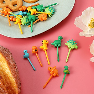 18 Pcs Dinosaur Food Picks for Kids, Cartoon Dessert Fruit Forks Toddlers Lunch Bento Box Decor Cute Mini Animal Toothpick Accessories for Sandwich, Cake, Pastry, Children, Adult, Home Party