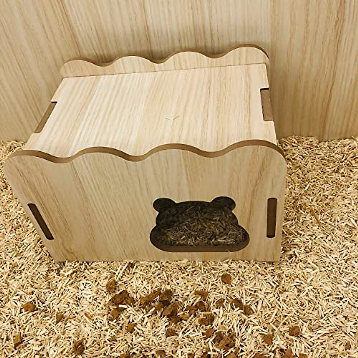 Hamster House, Wood Hide Home for Hamsters, Rat, Gerbils, Syrian, Small Animals Hideout Habitat Hut, Wooden Pet Hideaway Toys, Indoor Cage Accessories