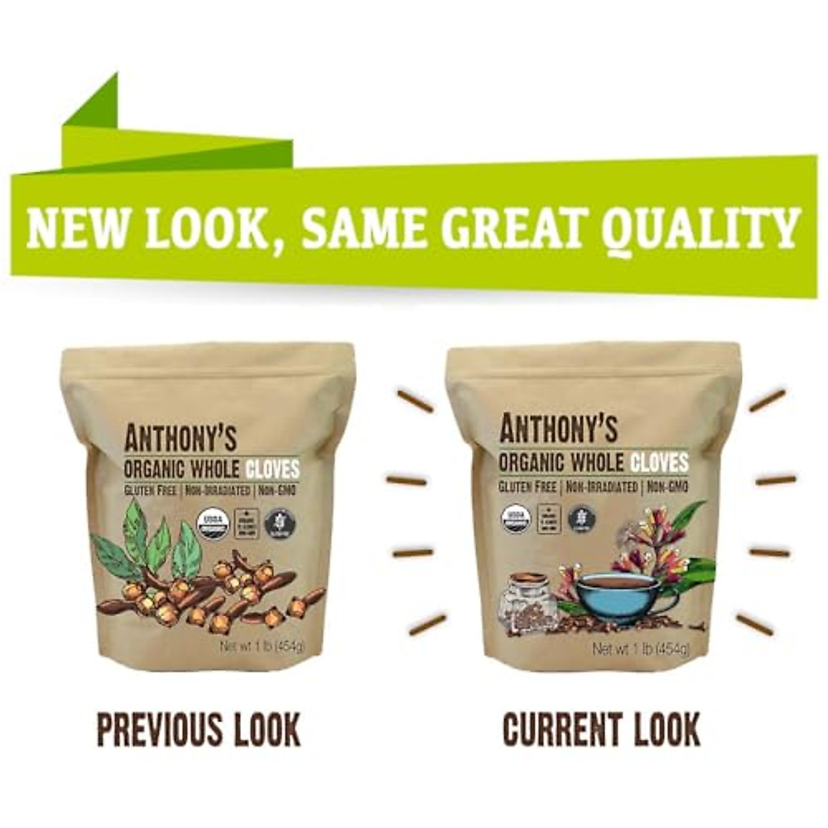 Anthony's Organic Whole Cloves, 1 lb, Gluten Free, Non GMO, Non Irradiated, Keto Friendly