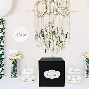 QIKSION Black Card Box for Party, Black Gift Card Box Holder Money Box for Weddings, Graduation, Birthdays, Baby Showers, Retirements, Open Houses, Anniversaries