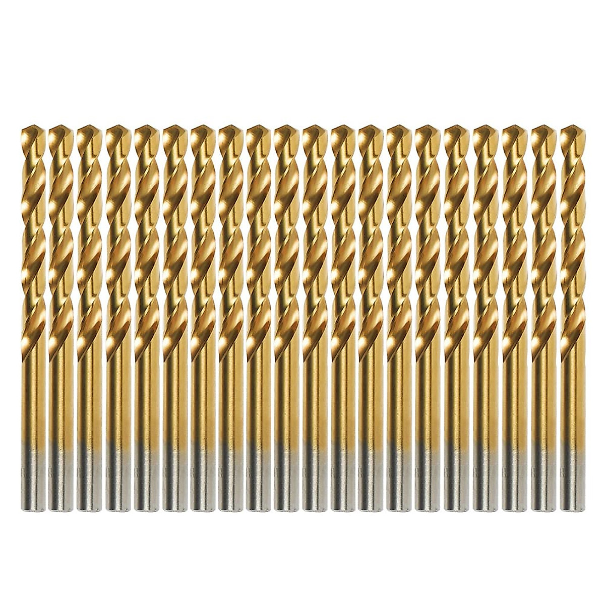 VALYRIANTOOL Titanium Drill Bit Set 20 Pcs 3/16" HSS Jobber Drill Bits, Premium 4341 High Speed Steel Jobber Length Drill for Drilling on Mild Steel, Copper, Aluminum