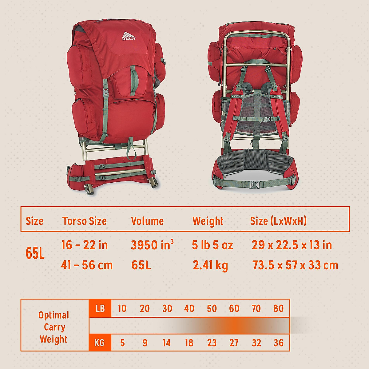 Kelty Trekker 65 Backpack, Garnet Red