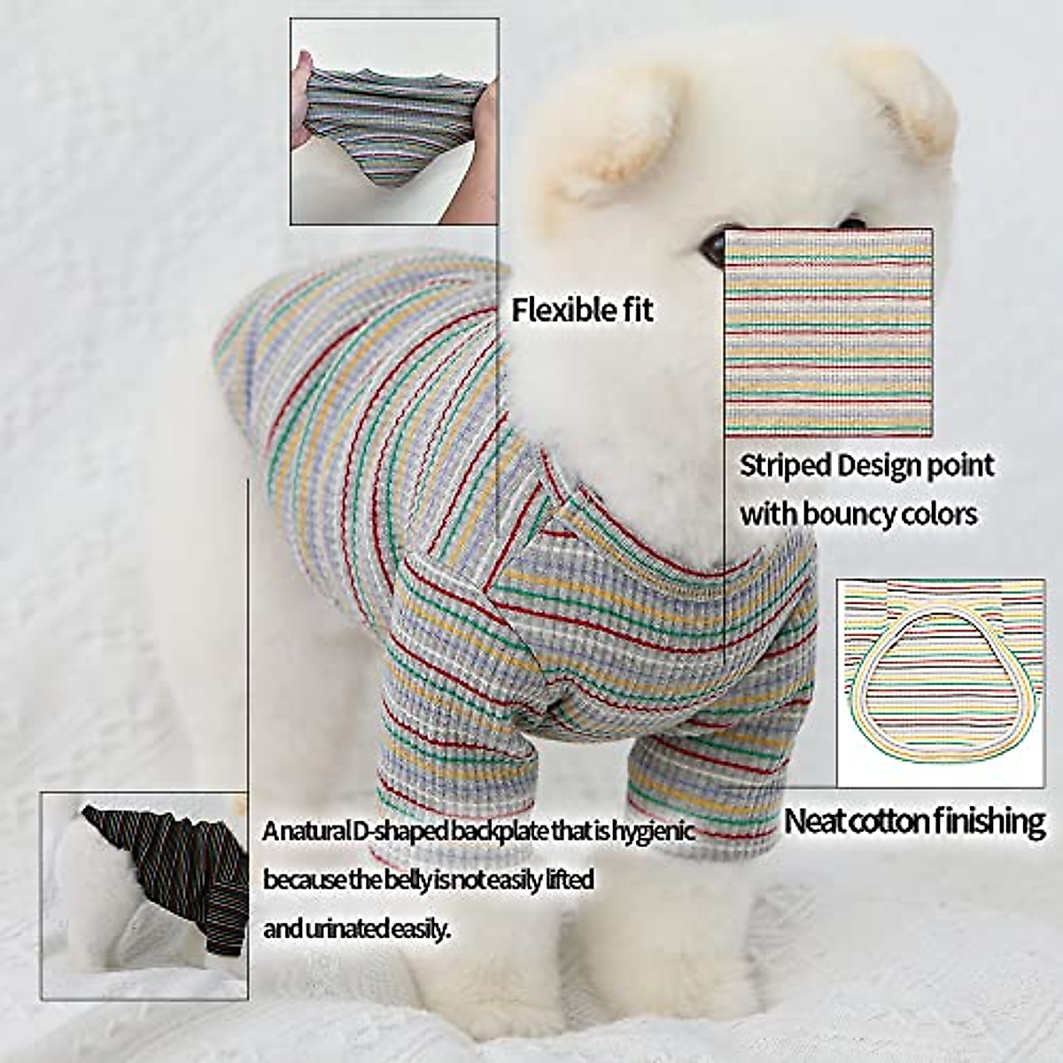 Lucky Petter Double Striped Dog Shirt for Small Large Dogs T-Shirts Soft Breathable Dog Cotton Shirt Basic Shirts (4X-Large, Gray)