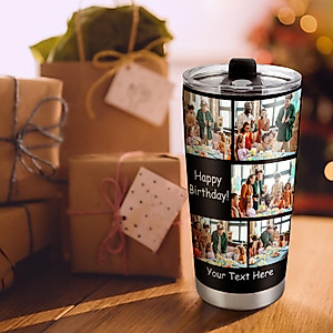 Personalized Travel Coffee Tumbler, Custom 20oz Insulated Stainless Steel Travel Tumbler with Lids, 20oz Custom Tumblers with Photos and Texts, Birthday Gifts for Men,Women,Friends