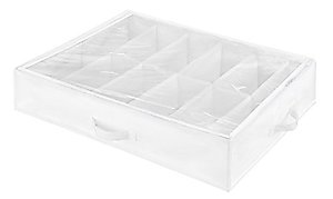 Whitmor Underbed Shoe Bag, White with Clear Top