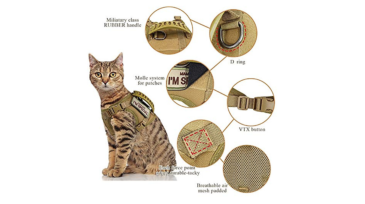 Adjustable Tactical Cat Harness - Escape Proof & Comfy