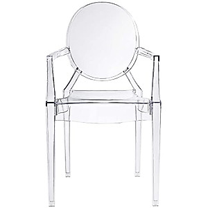 Modway Casper Modern Acrylic Stacking Kitchen and Dining Room Arm Chair in Clear - Fully Assembled