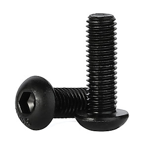 1/4-20 x 3/4" Button Head Socket Cap Screws, Allen Socket Drive, Black Oxide, Alloy Steel Class 10.9, Fully Threaded, Machine Thread, 25 PCS