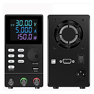 DC Power Supply, USB DC Programmable Power Supply Laboratory Software Maintenance Workbench 30V 10A Voltage Current Regulator,Electroplating DIY(SPPS305DR Black)