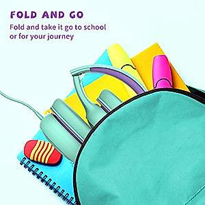 Kids Headphones, 85dB Volume Limiting - Toddler Headphones for Detachable Cat Ear, Wired Headphones with Sharing Splitter, Foldable Stereo Over-Ear Headphones for School/Travel/iPad/Kindle (green)