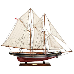 SAILINGSTORY Wooden Sailboat Model Ship Bluenose 1/60 Scale Replica Schooner Sailboat Decor Large